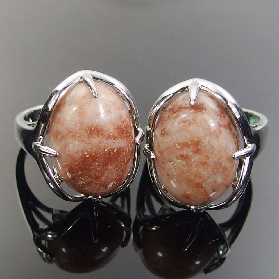 silver plated adjustable rings set with assorted natural gemstone beads ...