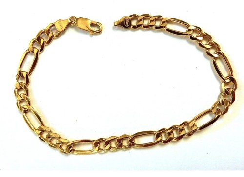 Aurafin Italy 750 18K Yellow Gold Classic Figaro Bracelet 6mm Wide 8 ...