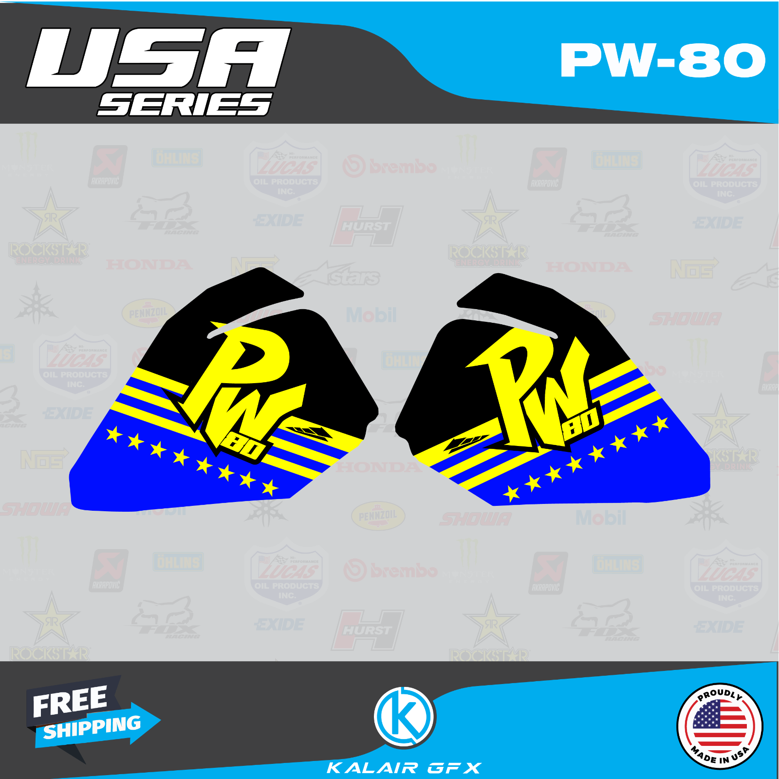 Graphics Kit for Yamaha PW80 (1990-2023) PW-80 PW 80 USA Series- Yellow ...