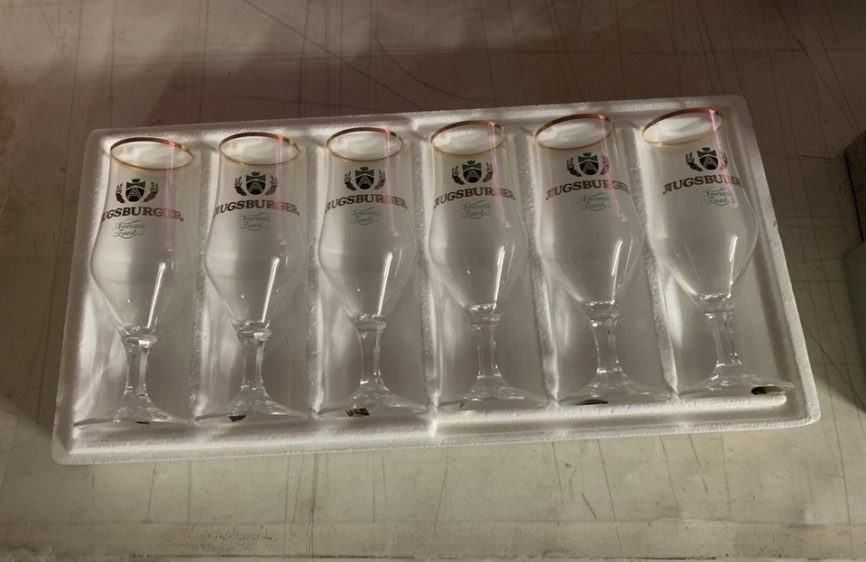 AUGSBURGER America's Finest Beer Goblets Glasses NIB made in West ...