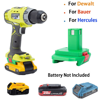 For Dewalt Bauer Hercules 18V/20V Li-ion Battery Adapter to for Ryobi ...