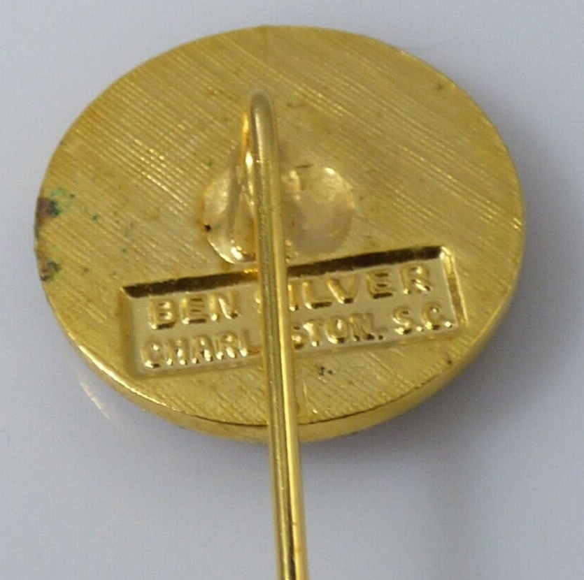 Ben Silver Stick Pin Society of 1824 Charleston SC Gold Tone Red Enamel ...