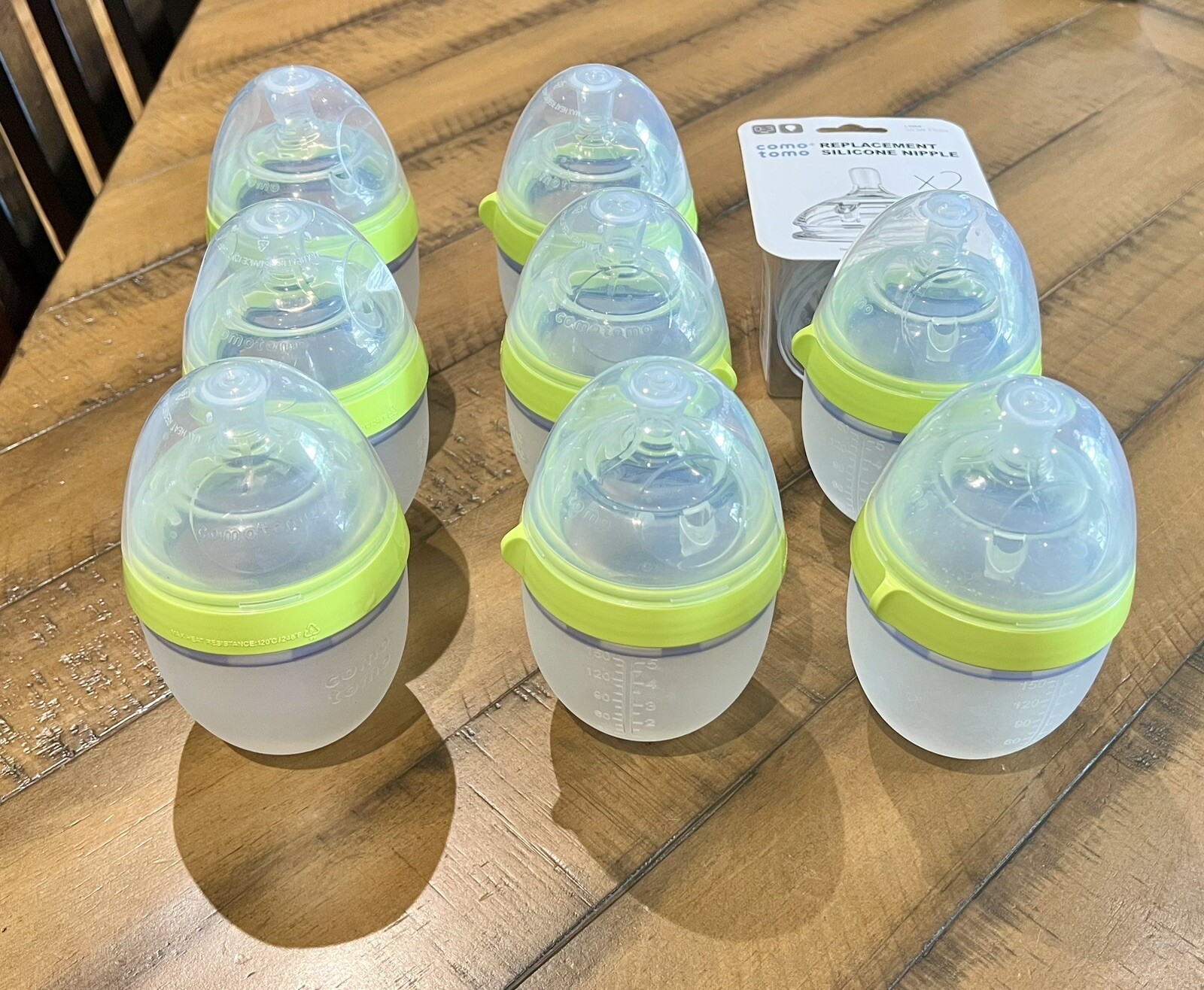 Lot Of 8 Como Tomo 5 Oz Baby Bottles (BPA Free Green) & 2 New Slow Flow ...