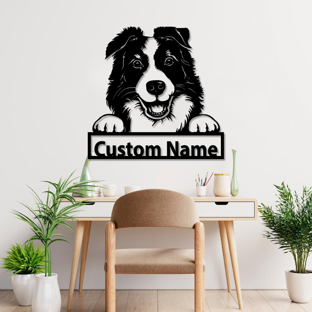 Personalized Border Collie Dog Metal Signs, Custom Dog Wall Decor, Dog ...