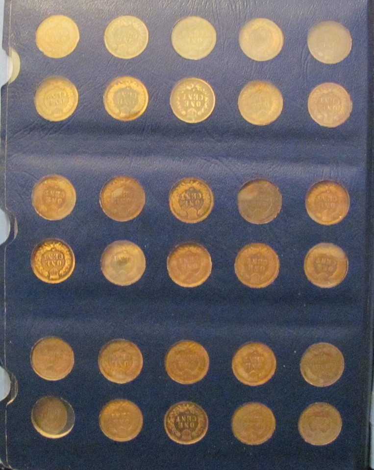 ALBUM WITH 56 Coins 1856-1909 INDIAN HEAD CENT PENNY LOT. (WITH 3 ...
