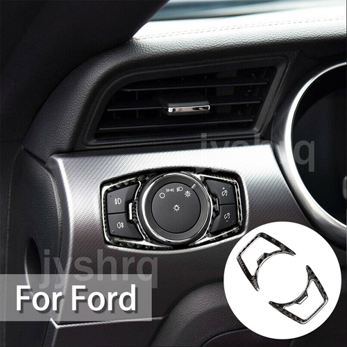 Carbon Fiber Car Headlight Switch Cover Frame Trim For Ford Mustang ...