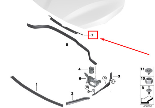 NEW BMW 2 GRAN TOURER F46 ENGINE HOOD SLOT COVER 51767393393 7393393 ...