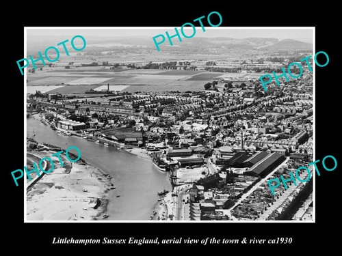 OLD LARGE HISTORIC PHOTO OF LITTLEHAMPTON ENGLAND VIEW OF TOWN & RIVER ...