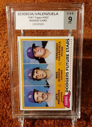 *FERNANDO VALENZUELA/MIKE SCIOSCIA* 1981 Topps #302 *CGS 9* RC Rookie ...