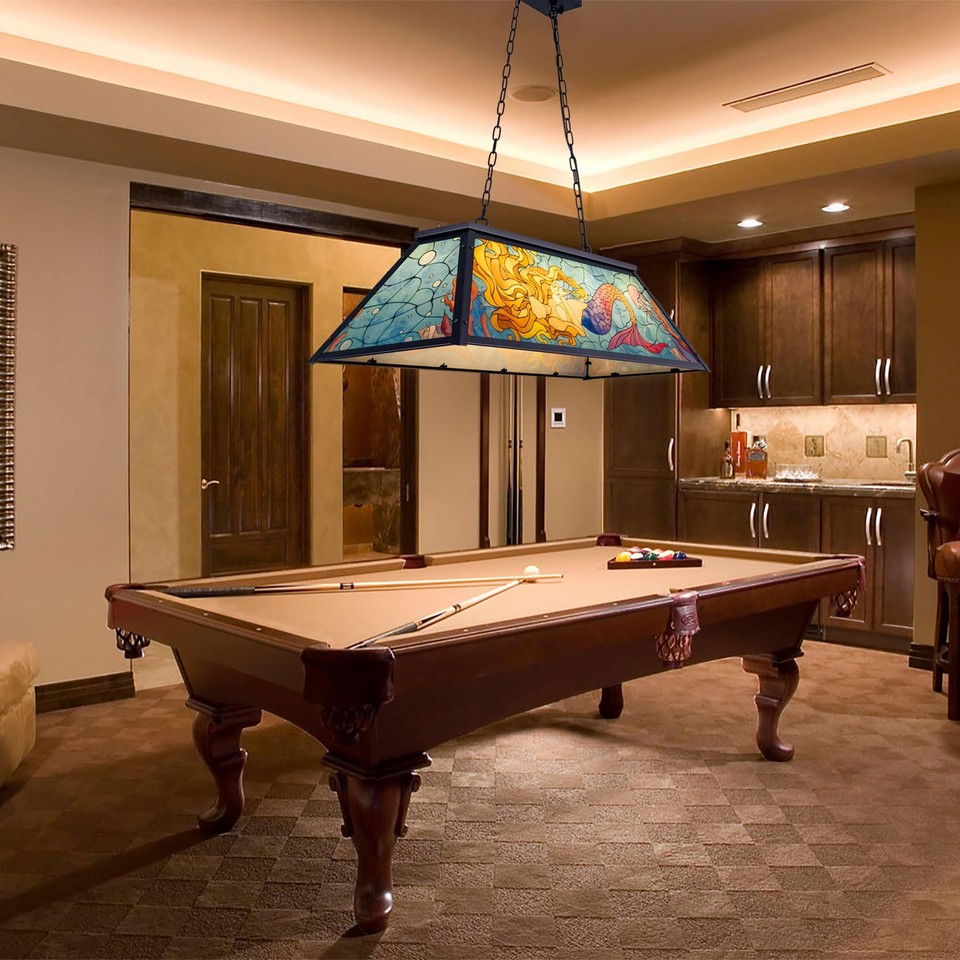 Tiffany Pool Table lamp Hanging, Billiards Lamp for Game Room, 4-Lights ...