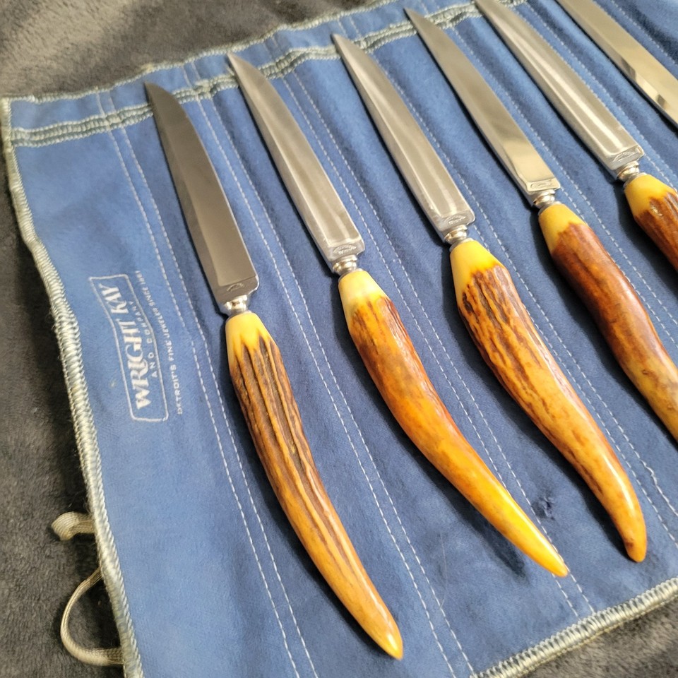 6X GRAEF & SCHMIDT The Welkut co Germany Stainless Stag Antler Handle ...