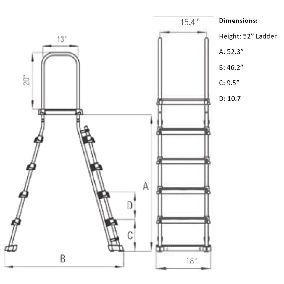 Aqua Select A-Frame Ladder w/ Removable Steps for Swimming Pools ...