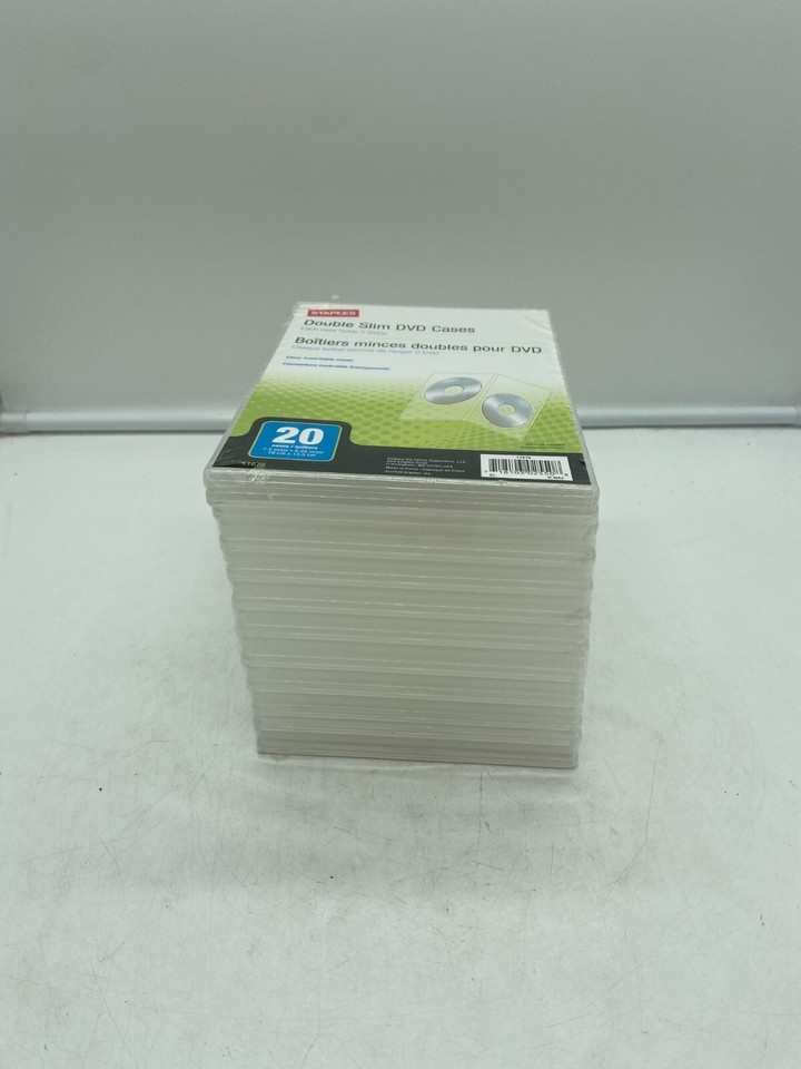 New 20 Staples Double Slim Disc DVD Plastic Cases Holders Movies CDs ...