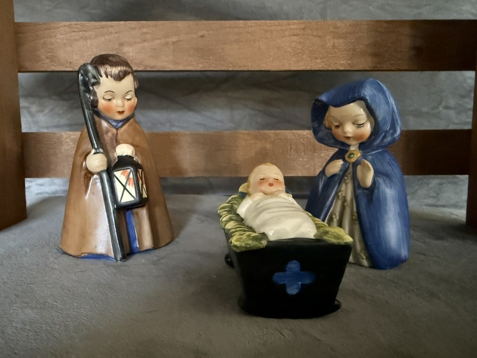 Vtg Hummel Goebel Porcelain Manger Figurines Baby Jesus Joseph & Mary ...