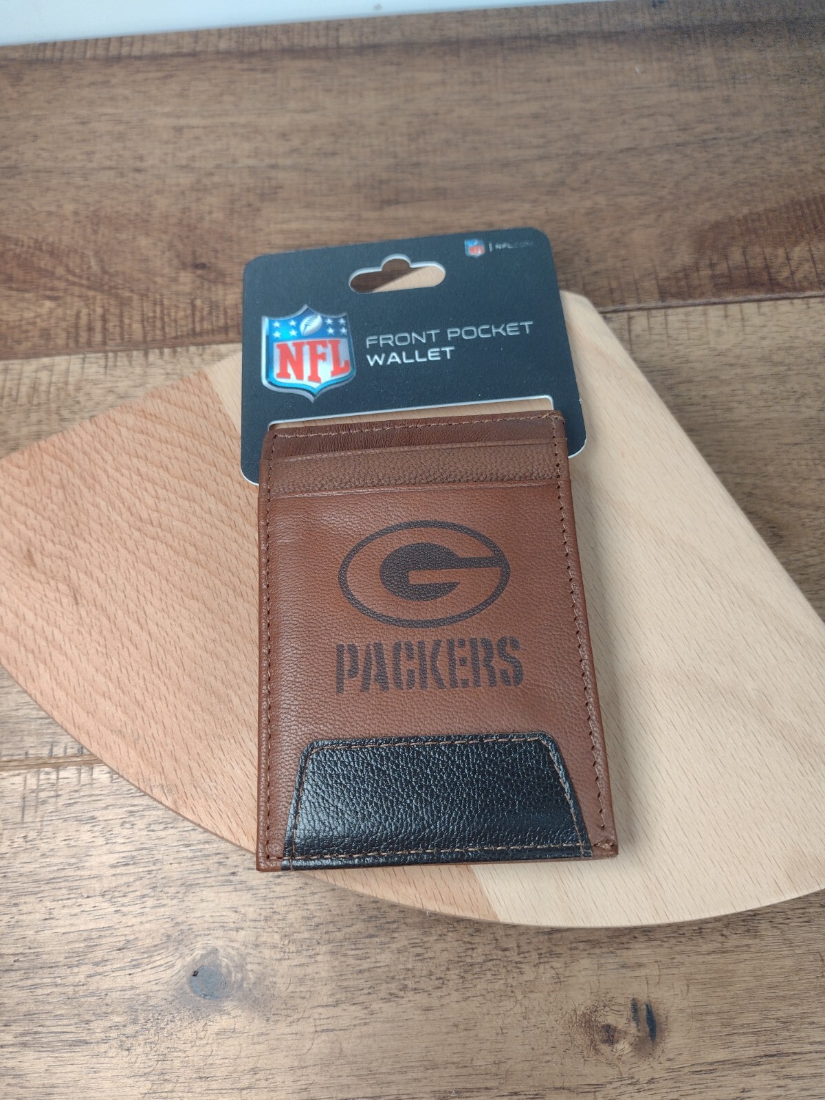 Green Bay Packers Men's Leather Wallet - Brown Front Pocket Wallet ...