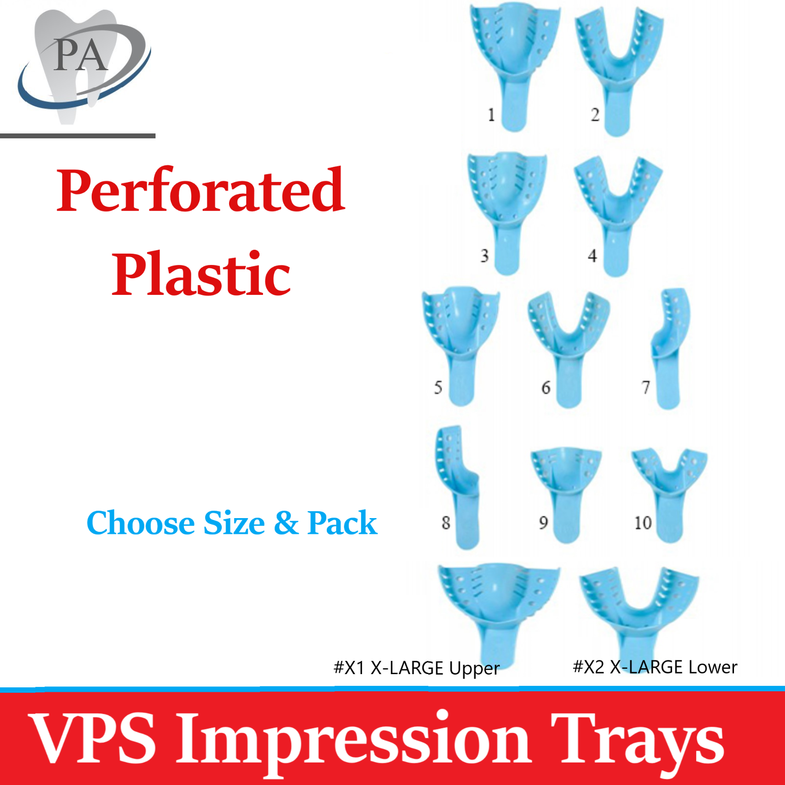 Dental VPS Impression Trays Perforated Plastic Autoclave (CHOOSE SIZE ...