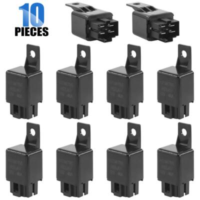 Glarks 10 Pack DC 12V 40 Amp 4-Pin SPST Electrical Relays Switch for ...