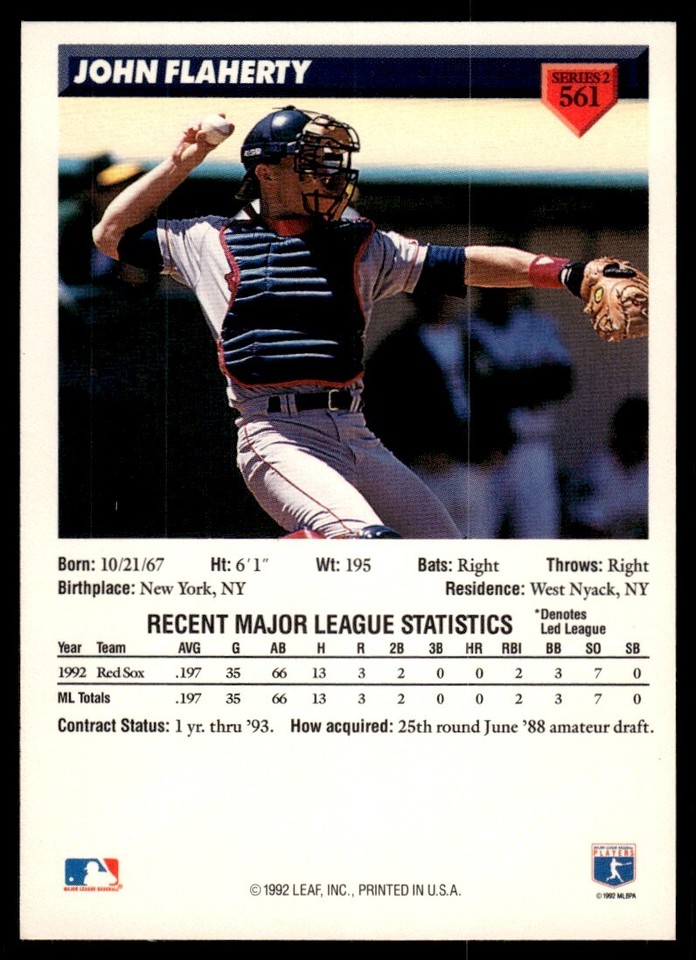 1993 Donruss Baseball Card John Flaherty Boston Red Sox #561 | eBay