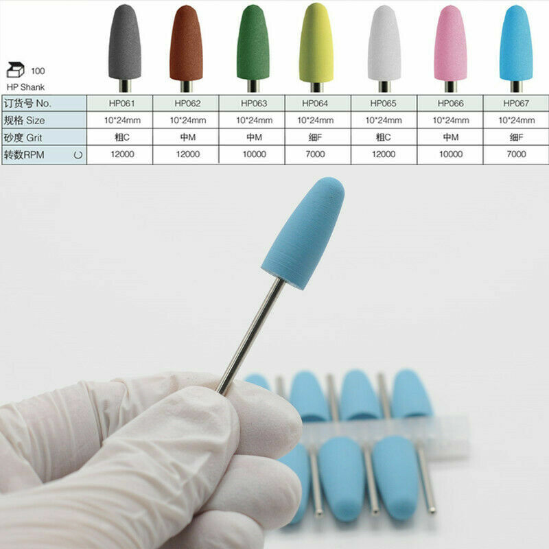 50 Pcs Dental 2.35mm Lab Silicone Rubber Polishing Burs Shank Polishers ...