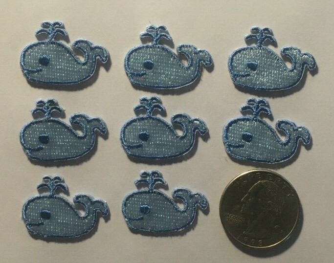 whale patch whales applique whale embroidered iron on 1" wide lot of 8 pieces | eBay