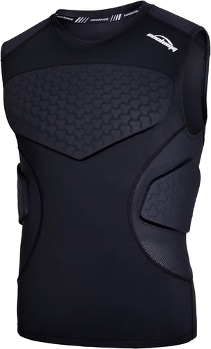 Adult Mens Padded Football Shirt Rib Chest Protector Compression Undershirt Rugb | eBay