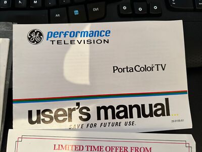 GE Performance Television PortaColorTV User's Manual ORIGINAL | eBay