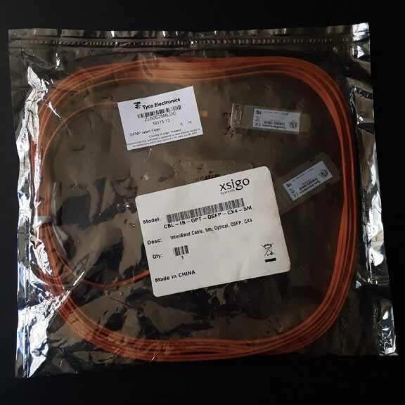 Tyco CX4-QSFP 5m InfiniBand Cable FIBER Optic BRAND NEW Sealed Anti ...