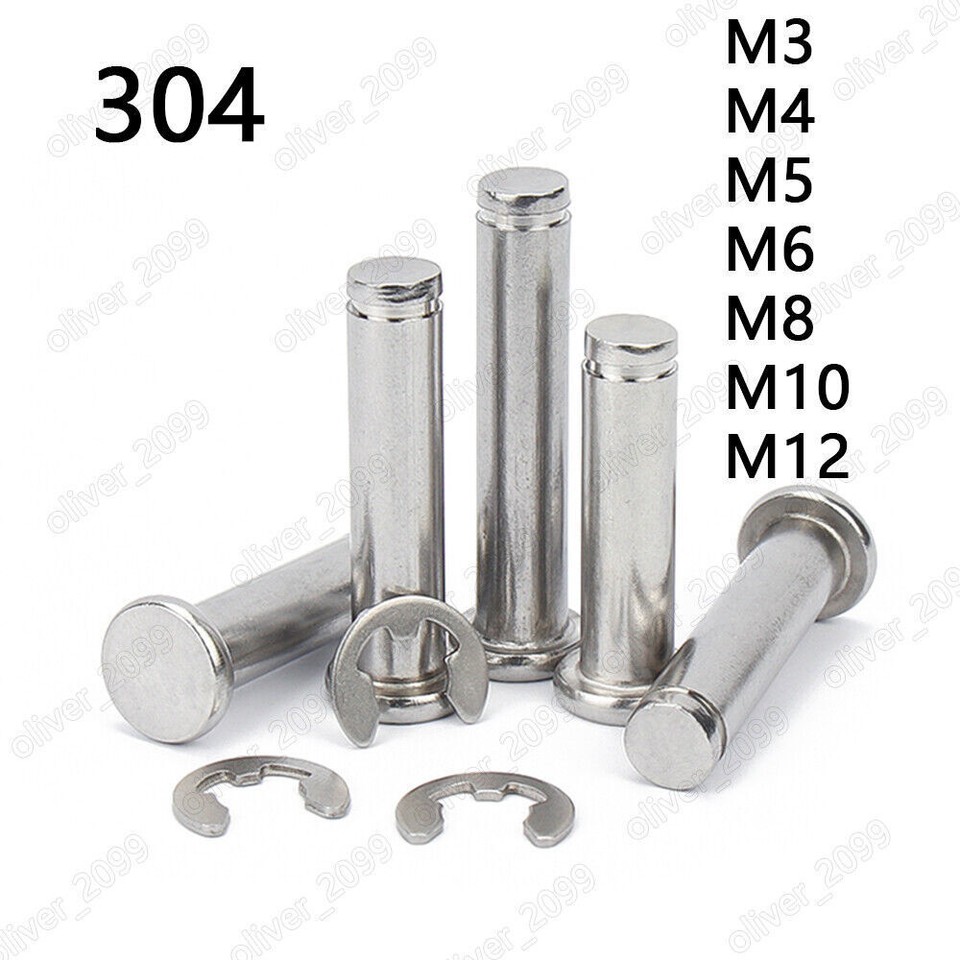 304 Stainless Steel Flat Head Grooved Pin With Retaining Ring M3 M4 M5 ...