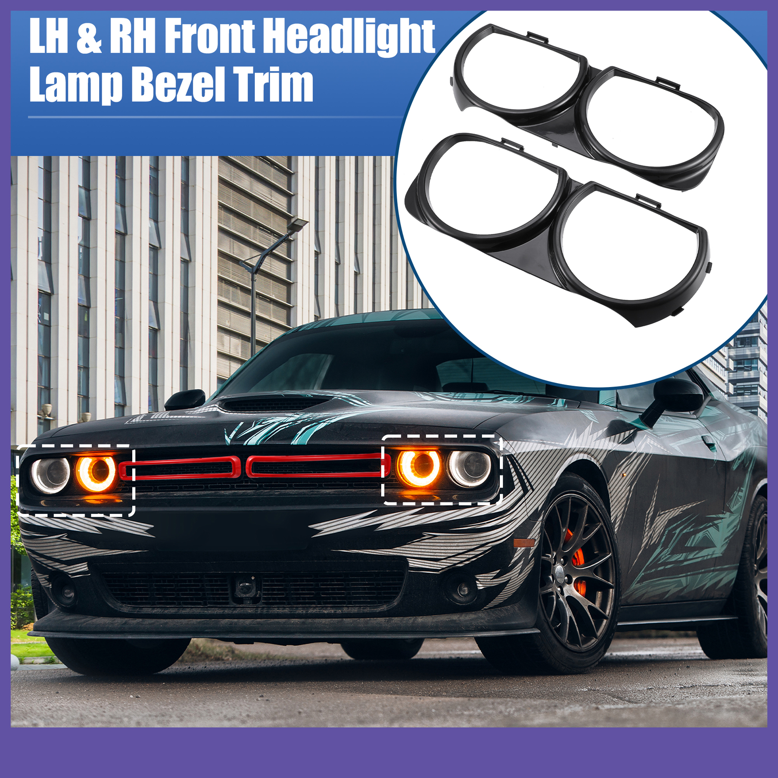 Car Headlight Bezel 68259053AB 68259052A TWO Custom for Dodge ...