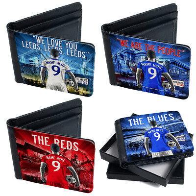 Football Wallet Mens Bi Fold Coin Card Holder Personalised Gift - All ...