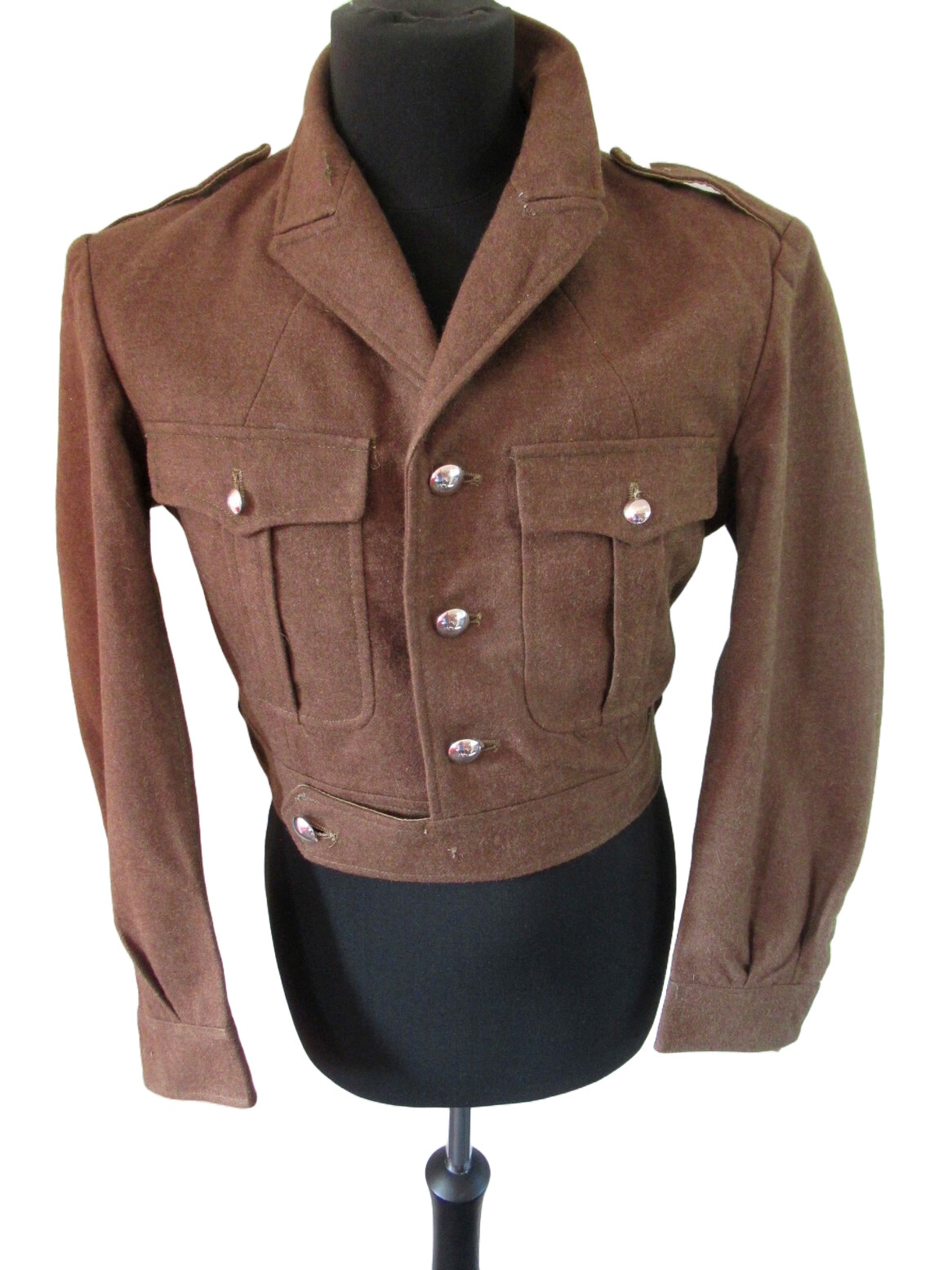Vintage French Army brown wool ike jacket coat military blazer uniform ...
