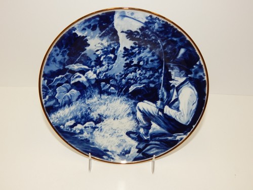 Vintage German Kobalt Plate Artist Carl Spitzweg Gentleman Fisherman ...