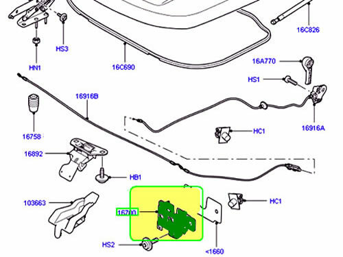 LAND ROVER HOOD LATCH RANGE ROVER 13' LR3 LR4 LR2 EVOQUE SPORT LR173840 ...