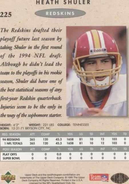 1995 SP Championship Series Heath Shuler #225 for sale | eBay