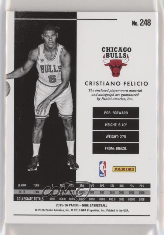 2015-16 Panini Noir Color Rookies /99 Cristiano Felicio RPA Rookie ...