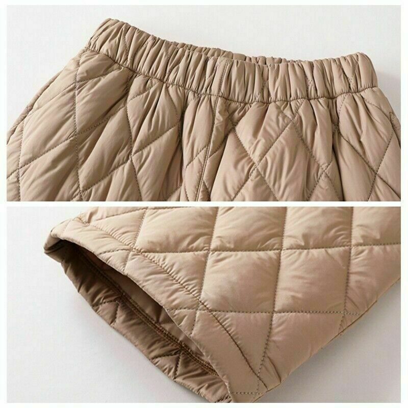 Women Thick Pants Padded Quilted Thermal Trousers Elastic Waist ...