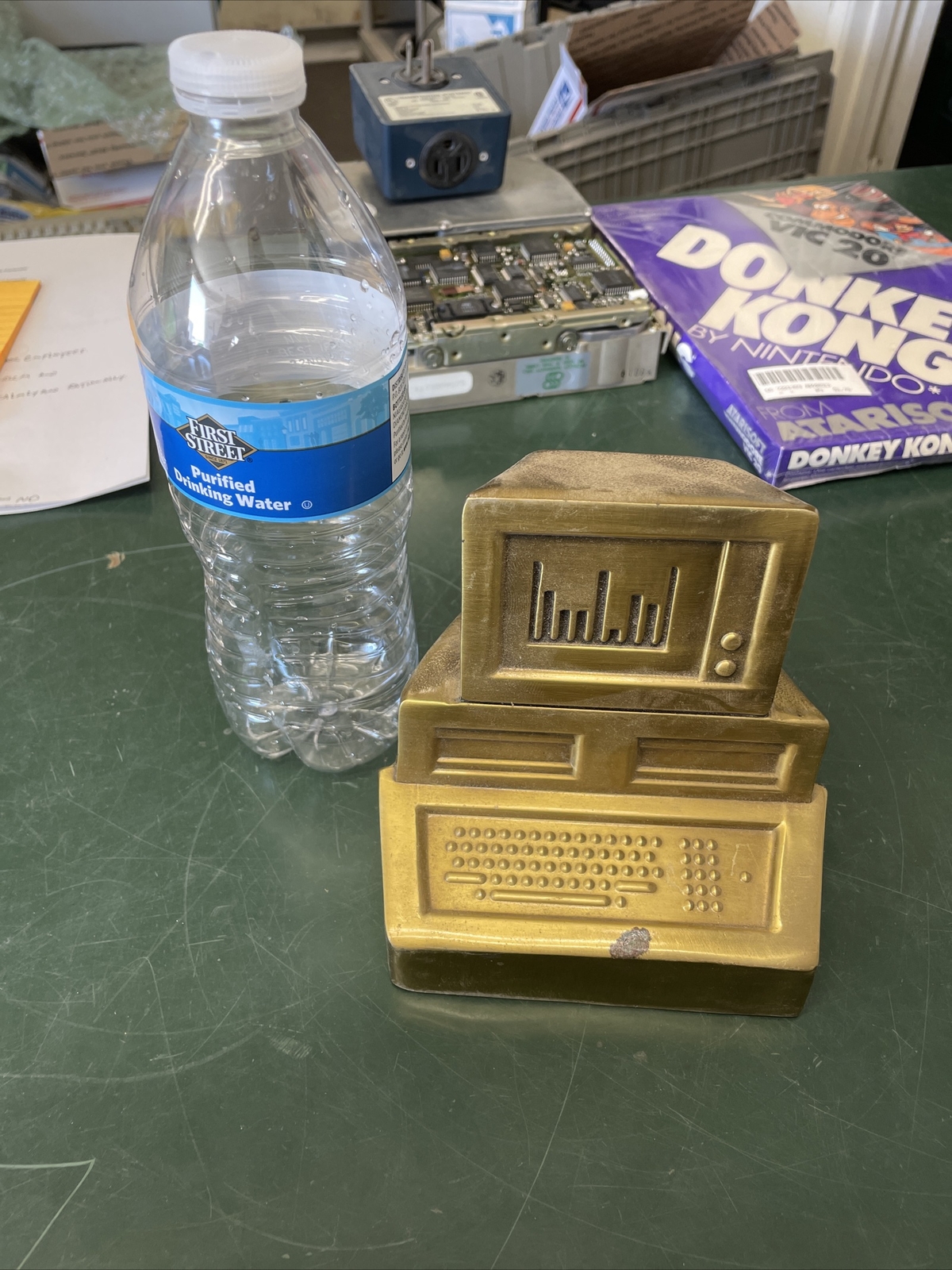 Paperweight ? desktop Vintage computer design cast brass ? art retro ...