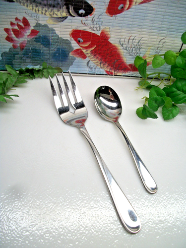 Oneida Silver FLIGHT Stainless Steel Cold Meat Serving Fork & Sugar ...