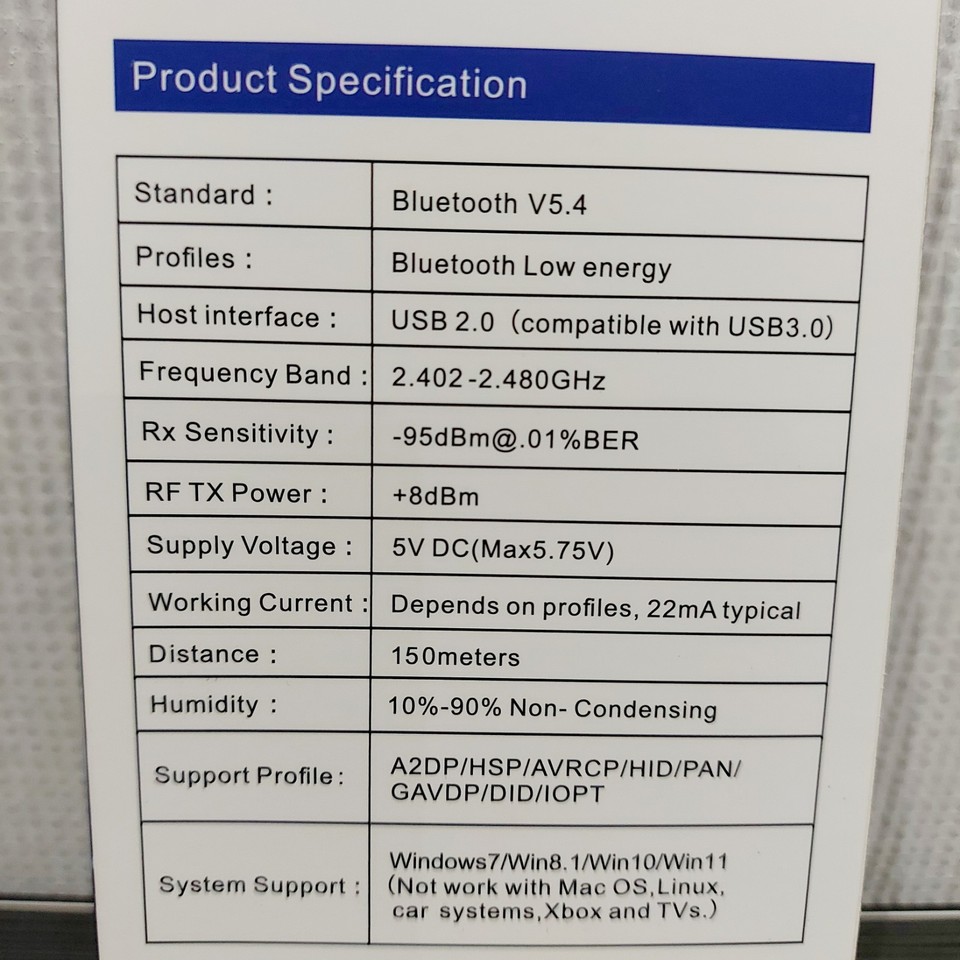 BT5.4 Bluetooth USB Adapter 150m | eBay UK