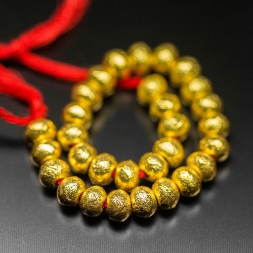 5pc 18k Solid Gold Handmade Textured Rondelle Hollow Beads Spacer ...