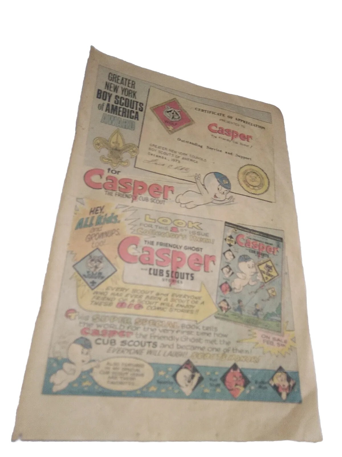 1970s Print Ad Casper The Friendly Ghost & Cub Scouts Stories flipside ...