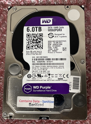 Western Digital Purple 6 TB,Internal,5400 RPM,3.5 inch (WD60PURX) Hard ...