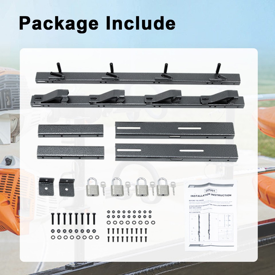 4 Place Weedeater Rack Trimmer Rack for Open Trailer Weed Eater Racks ...