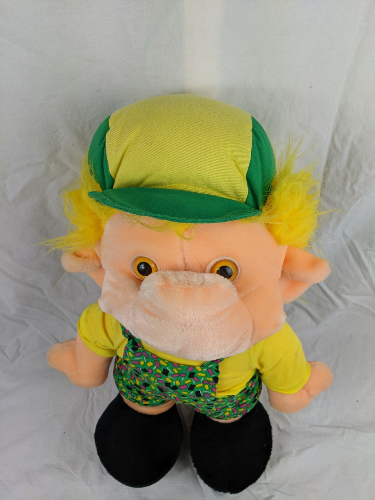 Vintage 18" Trolio Troll Plush Doll Bright Yellow Hair With Green ...