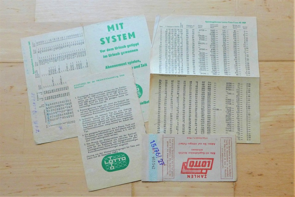 Old GDR lottery yearbook 1969 game results 1969 + lottery ticket Toto ...