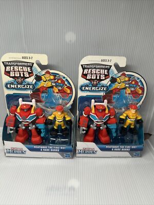 Rescue Bots ENERGIZE Heatwave Poseable and Kade Burns Mini-Figure Lot ...