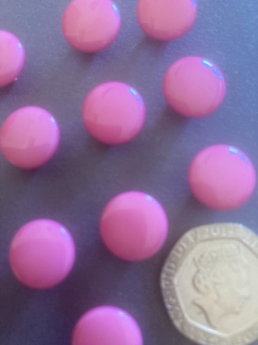10 x Small, Pretty Pink / Cerise Slightly Domed Buttons with Shank ...