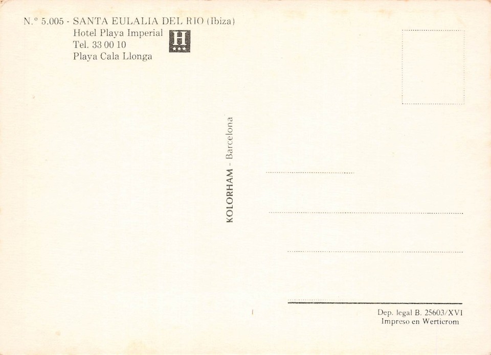 ESPAGNE SANTA EULALIA DEL RIO HOTEL PLAYA IMPERIAL PLAYA CAL | eBay