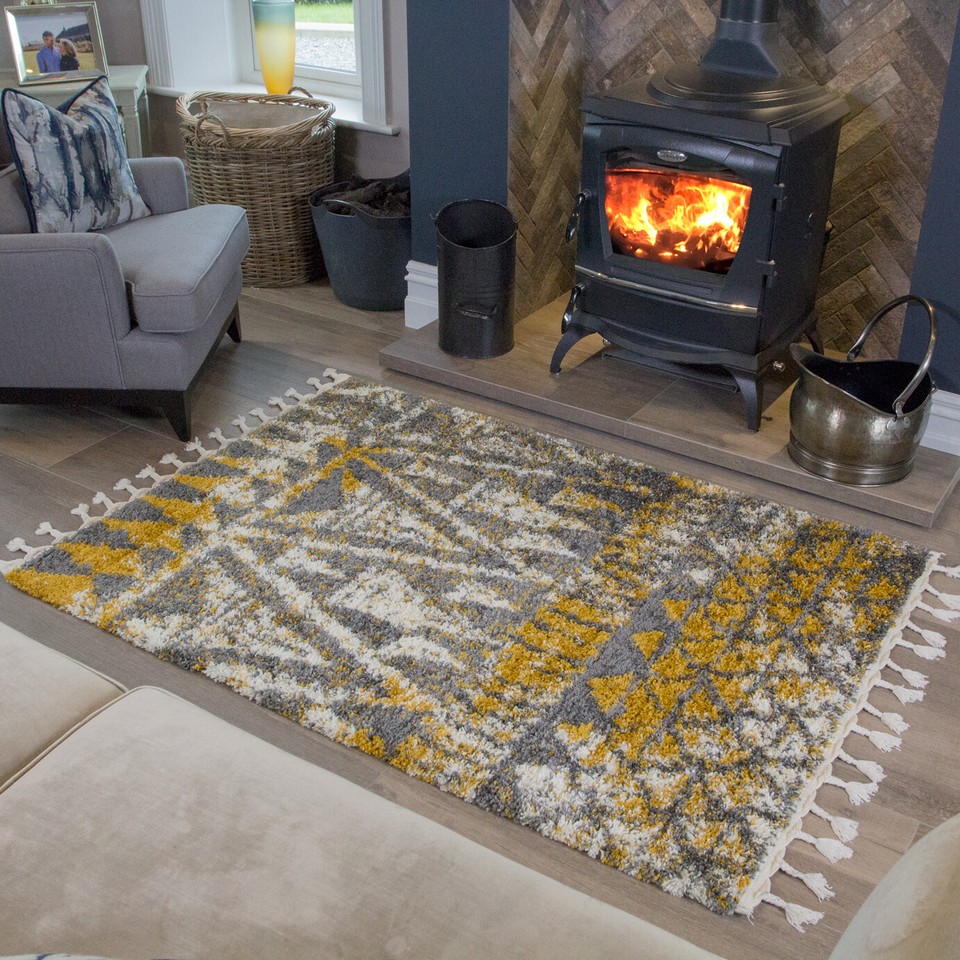 Ochre Mustard Yellow Gold Bright Large Area Rug Rugs for Living Room ...