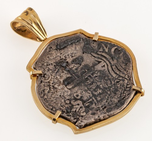 1672 8 Reales Shipwreck Coin in Custom 14k Yellow Gold Bezel w/ Bail | eBay